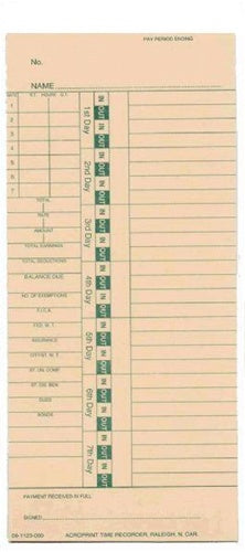Acroprint Weekly Time Cards for Side-Printing Clocks – Accurate Attend ...