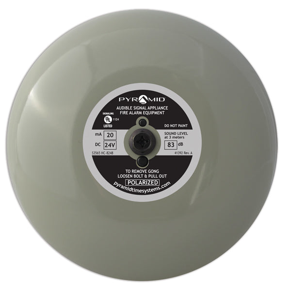 8" Grey Electric Bell – 24 Volt DC, High-Performance Time Signaling fo ...