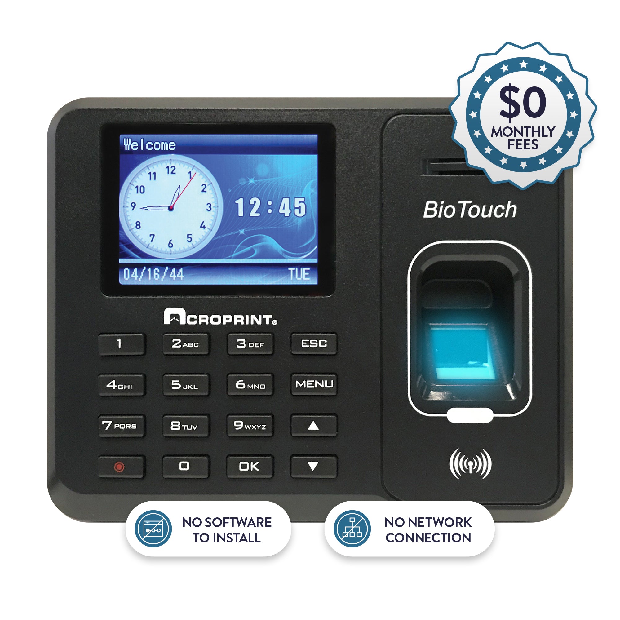 Acroprint BioTouch Fingerprint Time Clock | No Monthly Fees ...