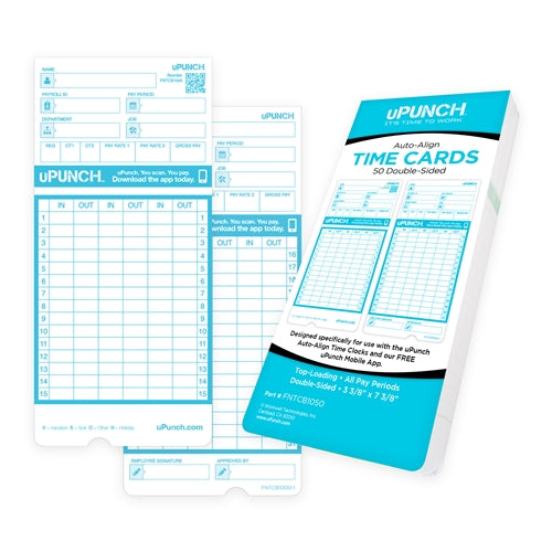 uPunch FN1000 Time Cards Pack of 50 | Reliable Employee Time Tracking ...